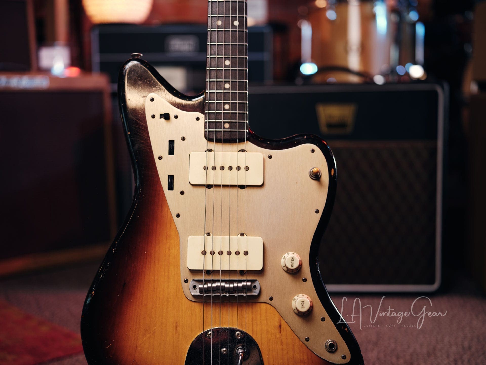 Danocaster Offset Electric Guitar - Anodized Gold Pickguard & Sunburst ...