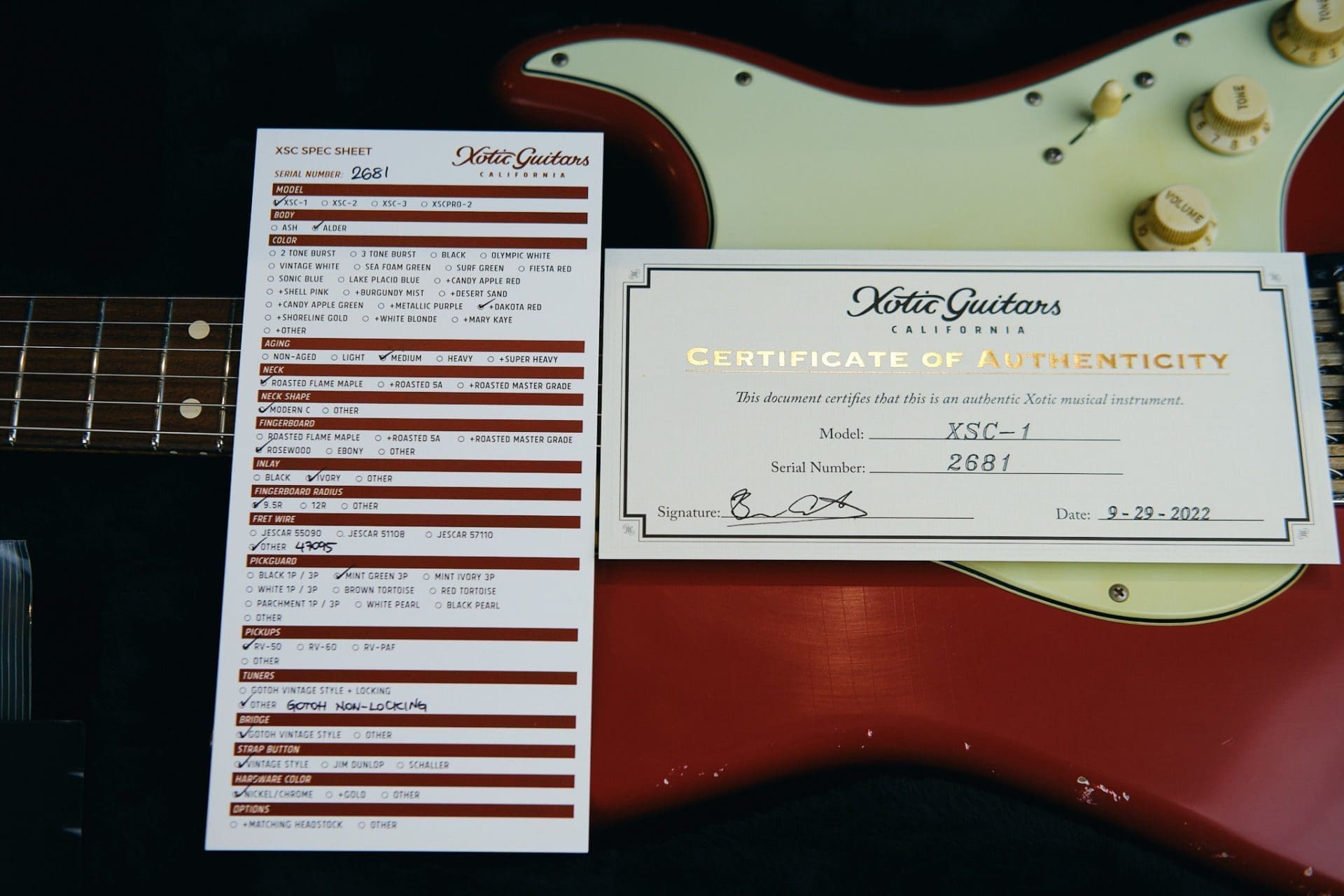Xotic XSC1 S-Style Relic'd Electric Guitar - Dakota Red Finish with RW ...