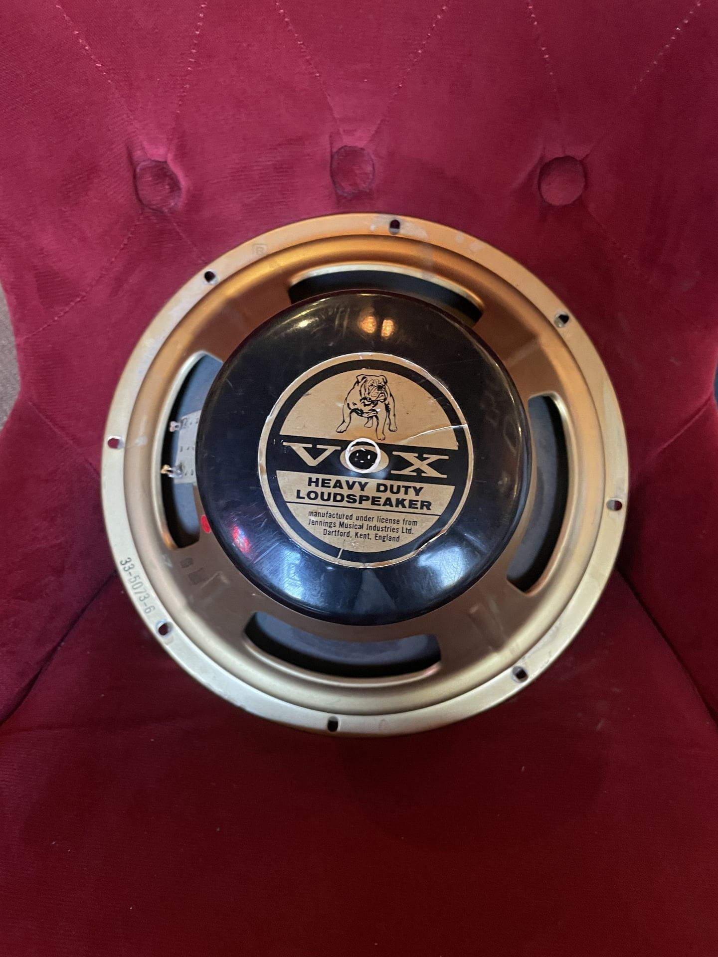 VOX 12" Gold Bulldog Heavy Duty LoudSpeaker 16ohms (Needs Recone) • LA ...